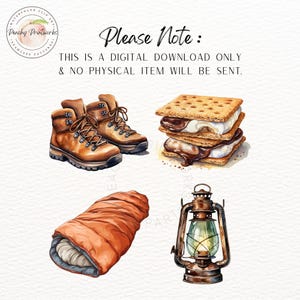 Camping Watercolor Graphics Camping Clipart Smores SVG Campfire Clipart ...