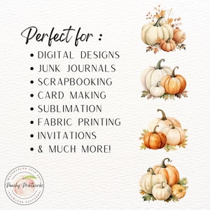 Neutral Fall Pumpkin Watercolor Clipart Bundle | Cream Pumpkin PNG ...