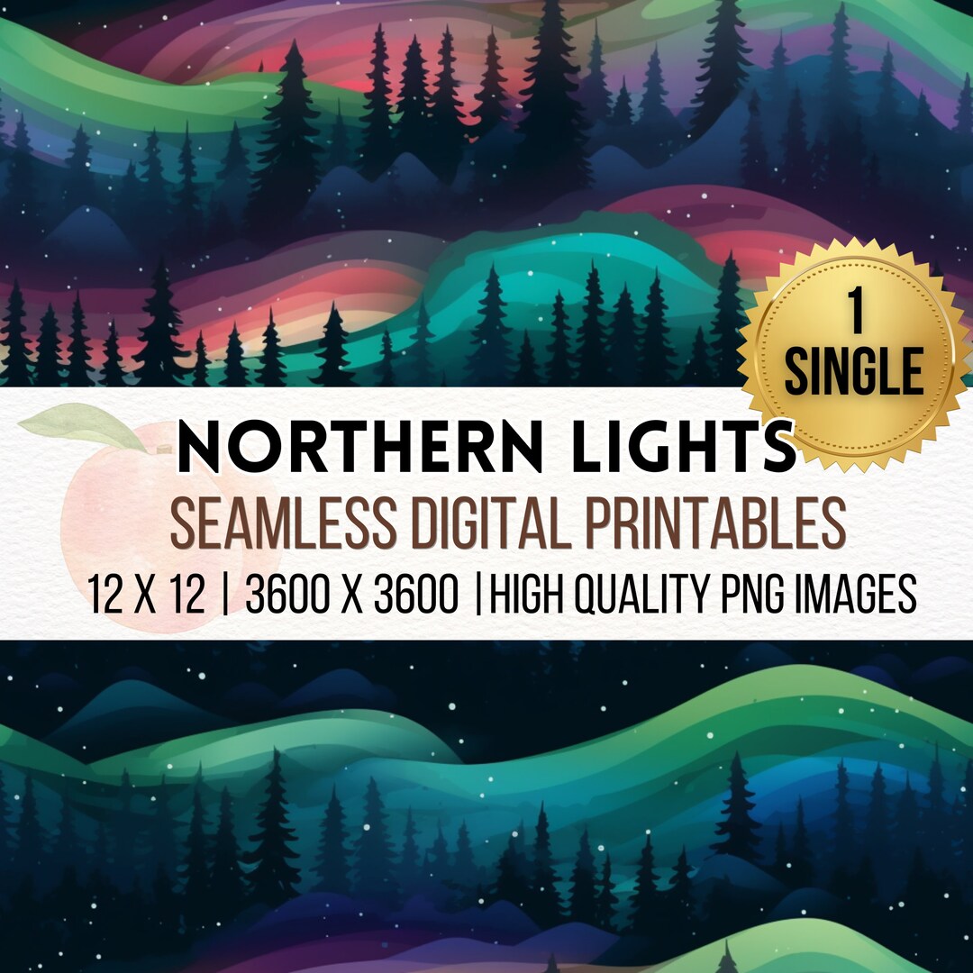 NORTHERN LIGHTS : Printable Pattern, Seamless Design, Background ...
