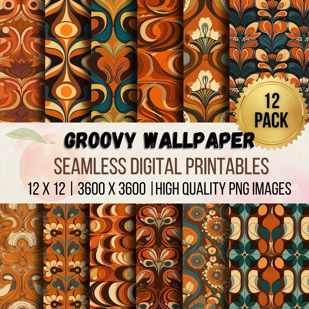 GROOVY WALLPAPER : Printable Pattern, Seamless Design, Background ...