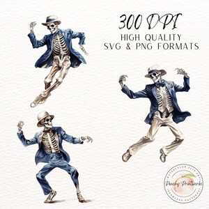 Dancing Skeletons Watercolor Clipart Bundle | Halloween PNG | Dance SVG ...