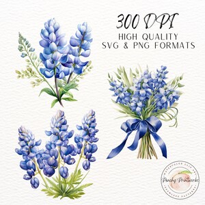 Texas Bluebonnet Watercolor Clipart Bundle | Floral PNG Graphic ...