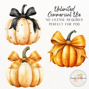 Pumpkin With Bows Watercolor Clipart Bundle | Happy Halloween SVG ...