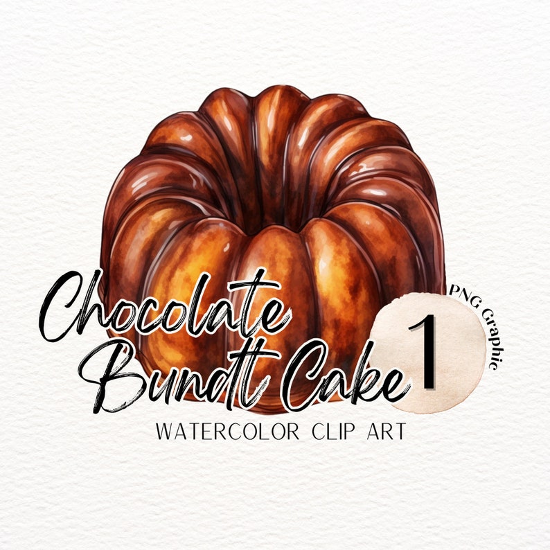 Bundt Cake Clipart Watercolor Chocolate PNG Dessert Clipart Bake Sale ...