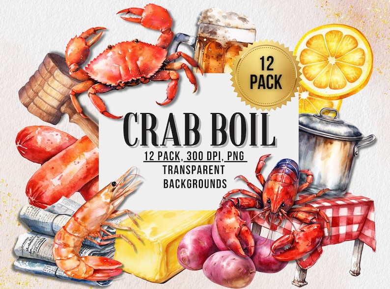 CRAB BOIL : Graphics Pack Set of 12 Clip Art Digital - Etsy