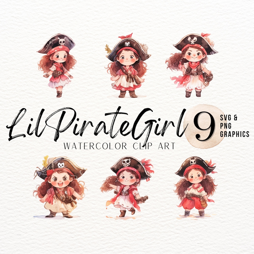 Pirate Girl Clipart Bundle | Fantasy SVG | Sea Adventure Graphics ...