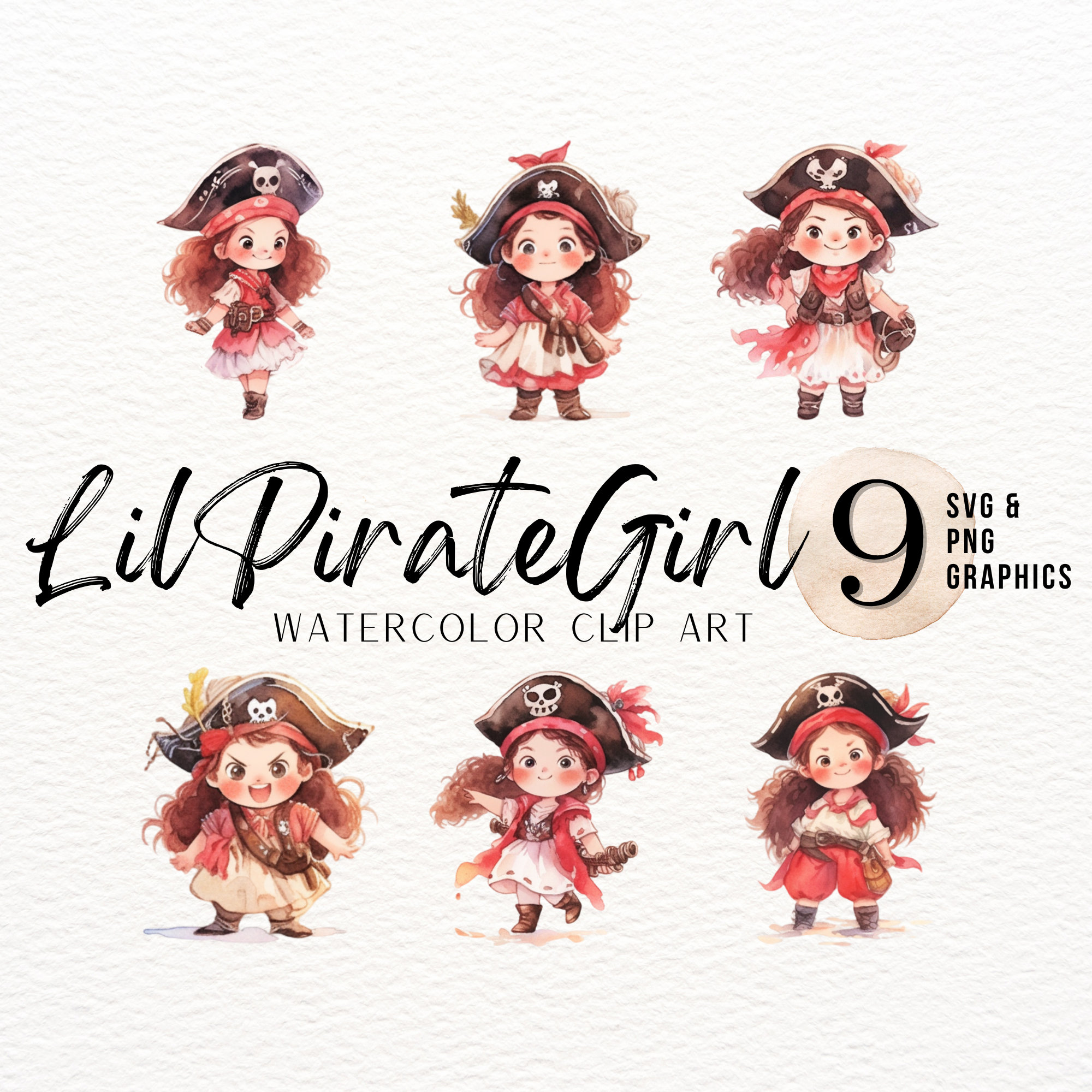 Pirate Girl Clipart Bundle Fantasy SVG Sea Adventure Graphics Pirate ...