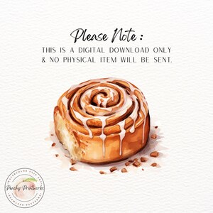 Cinnamon Roll Watercolor Clipart | Food Graphic | Breakfast PNG | Baked ...