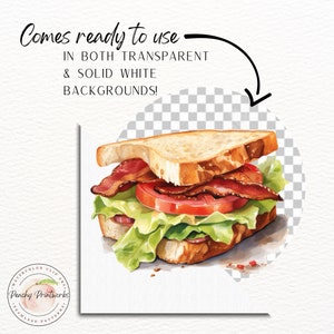 Sandwich Watercolor Clipart Bundle | Blt Sub Sandwich Clipart | Lunch ...