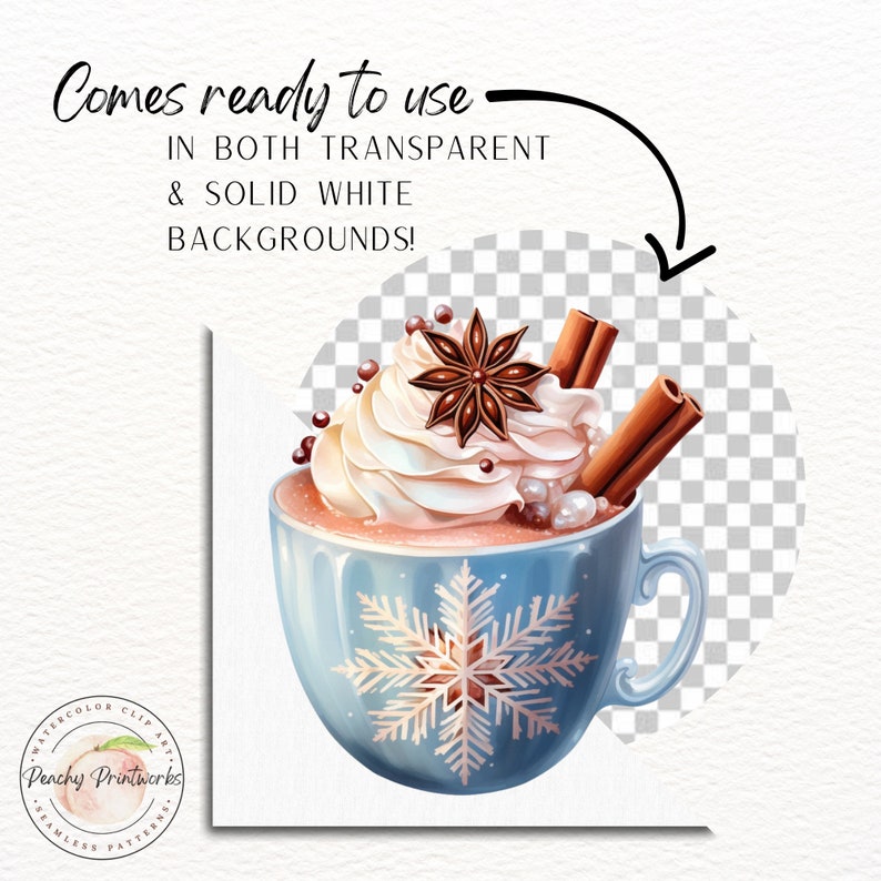 Hot Chocolate Watercolor Clipart Christmas SVG Cocoa PNG - Etsy
