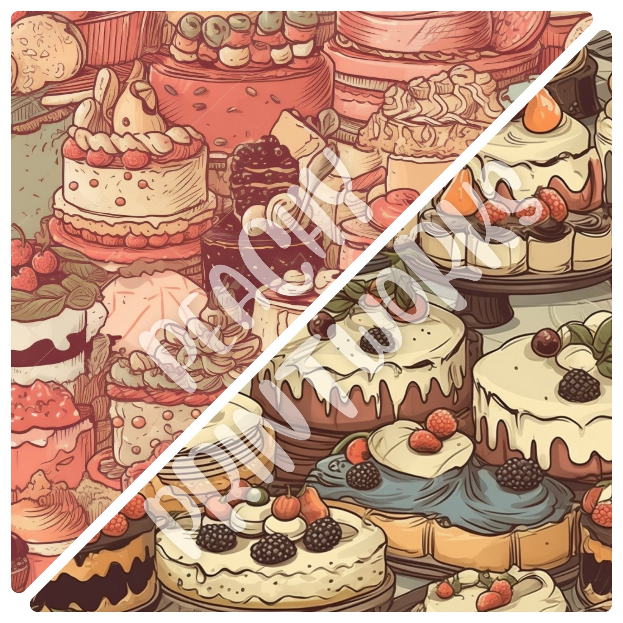 CAKES : Printable Pattern Seamless Design Background - Etsy
