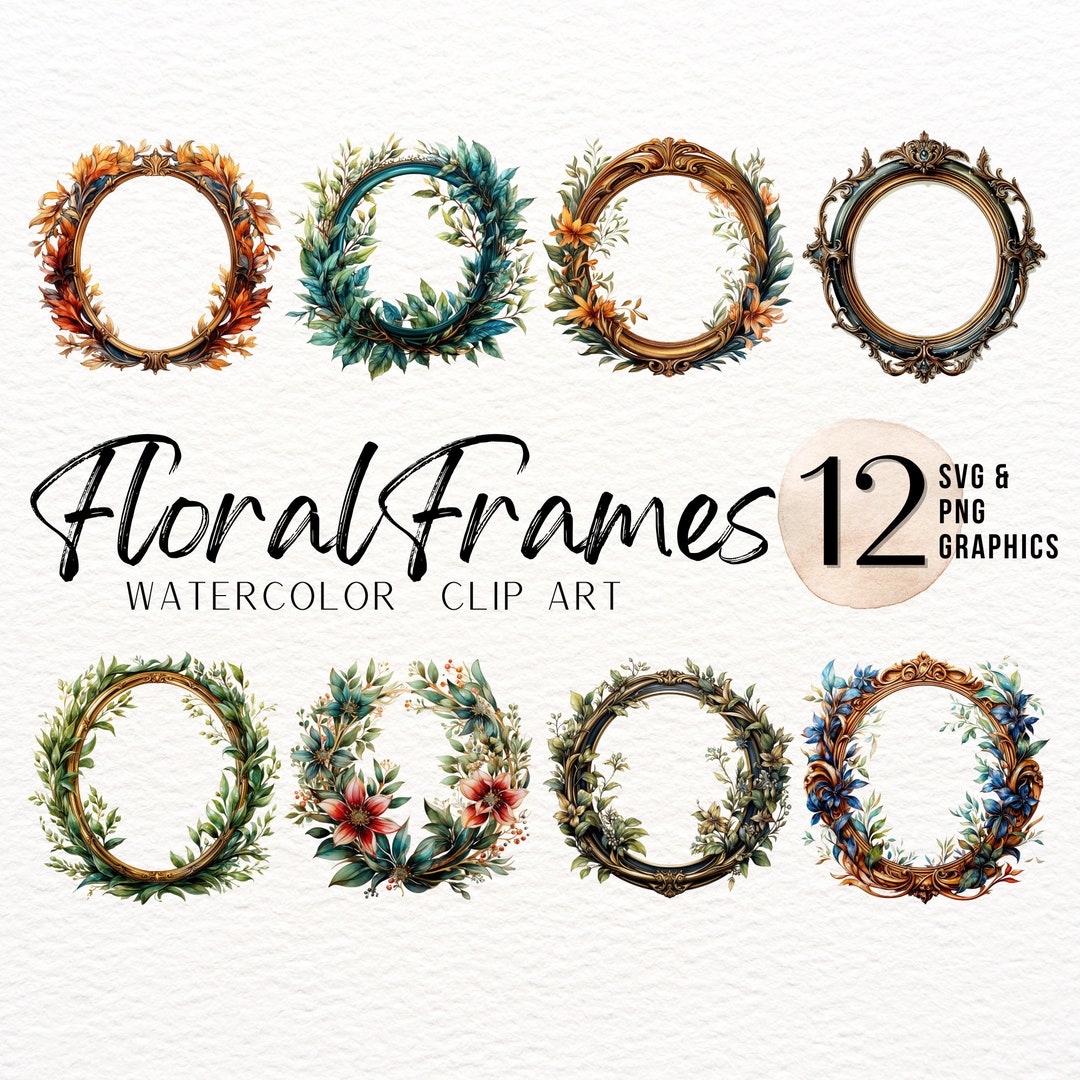 Floral Frame Clip Art Wooden Frames With Flowers Graphics Transparent ...