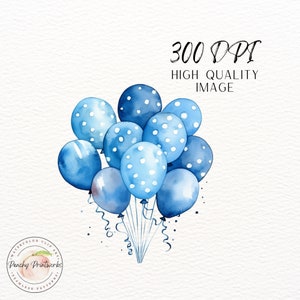 Balloon Clip Art | Watercolor Balloon PNG | Birthday Clipart | Blue ...