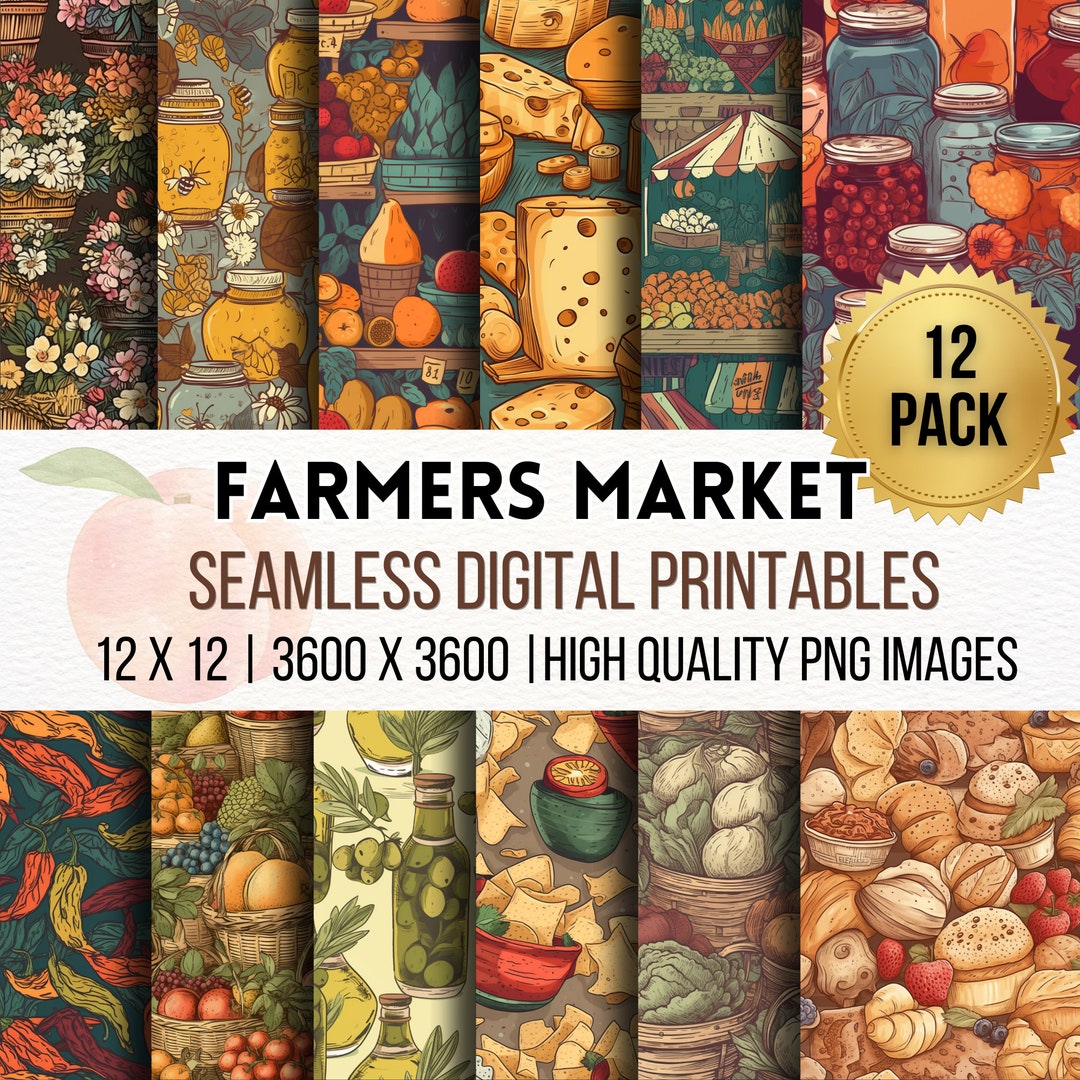 FARMERS MARKET : Printable Pattern, Seamless Design, Background ...