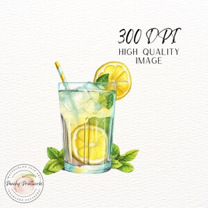 Watercolor Lemonade Clipart | Summer Drink Clipart | Glass of Lemonade ...