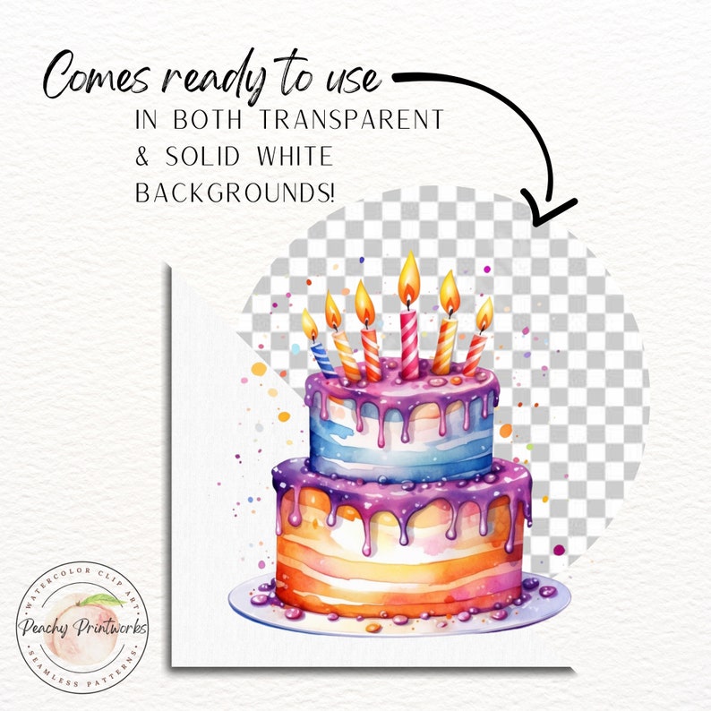 Birthday Cake Watercolor Clipart Bundle Colorful Layer Cake - Etsy