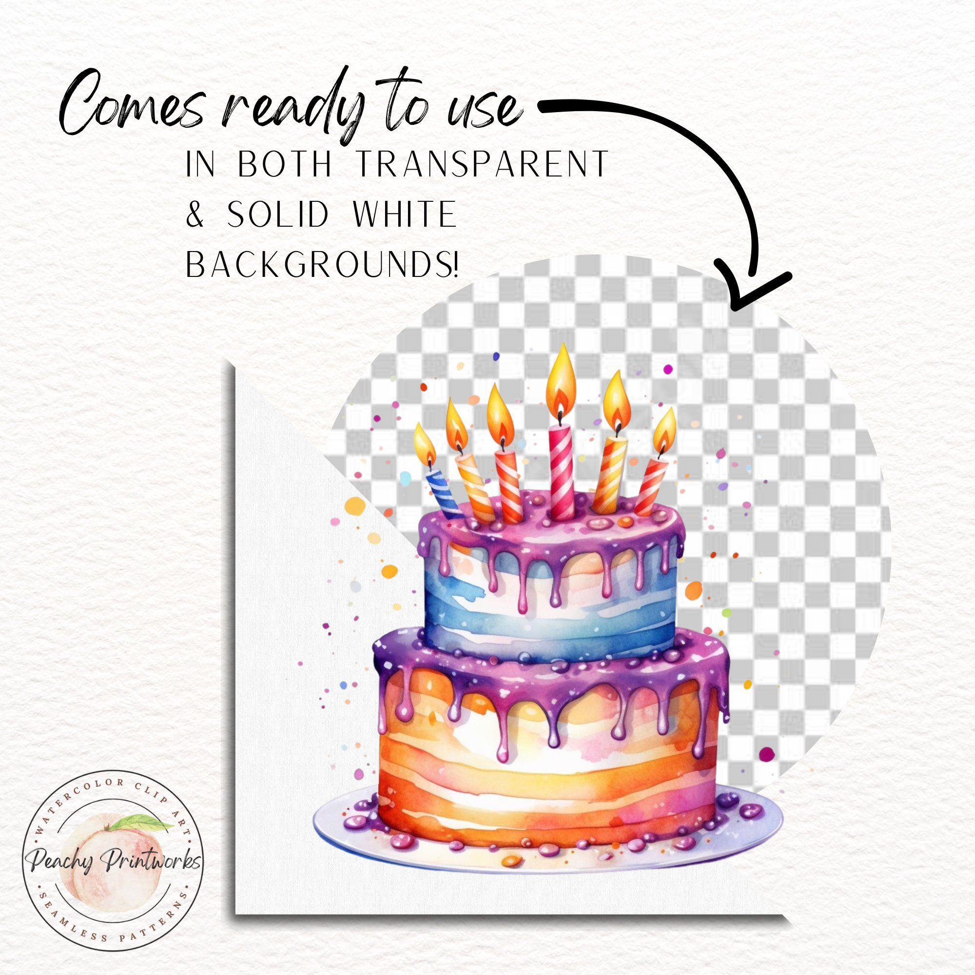 Birthday Cake Watercolor Clipart Bundle Colorful Layer Cake - Etsy