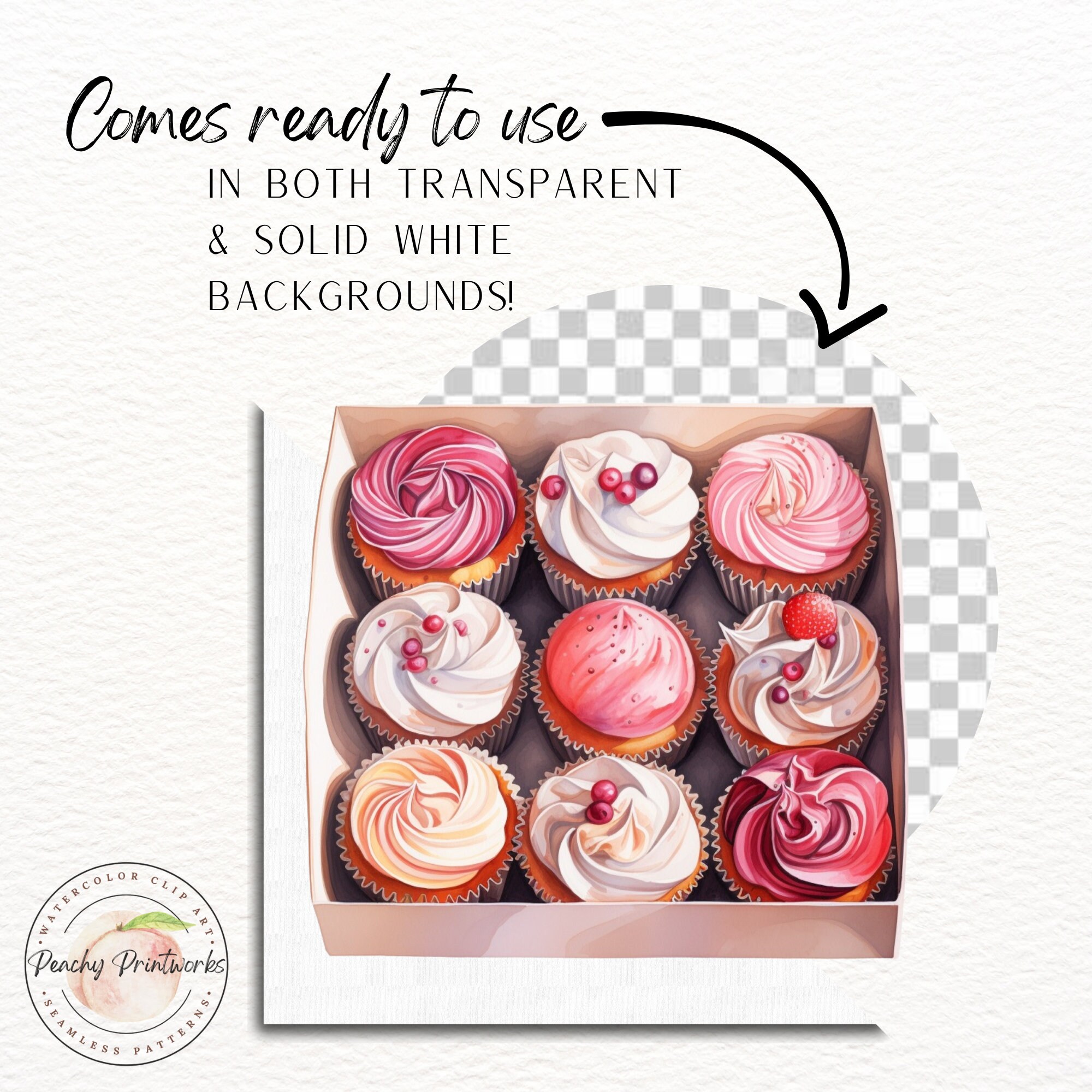 Cupcake Watercolor Clipart Bundle Cake SVG Dessert Clipart - Etsy