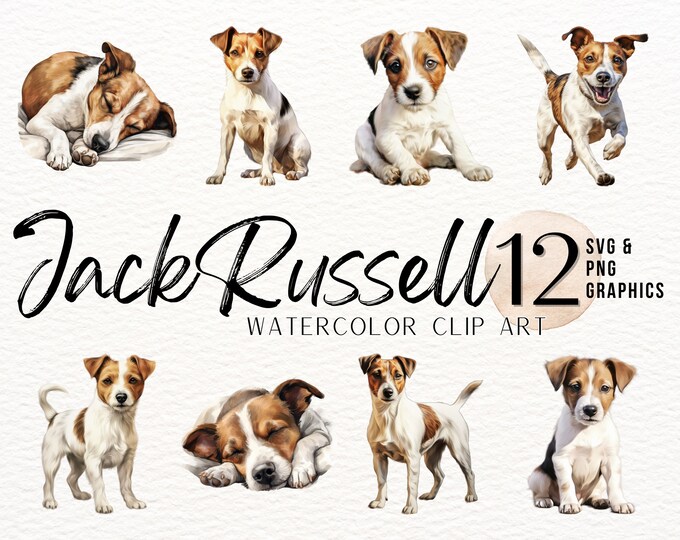 Jack Russell Watercolor Clip Art | Dog SVG | Puppy PNG | Mans Best ...