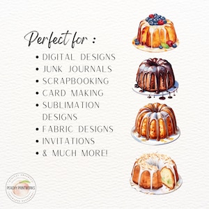 Bundt Cake Watercolor Clipart | Cake SVG | Bakery PNG | Baked Good ...