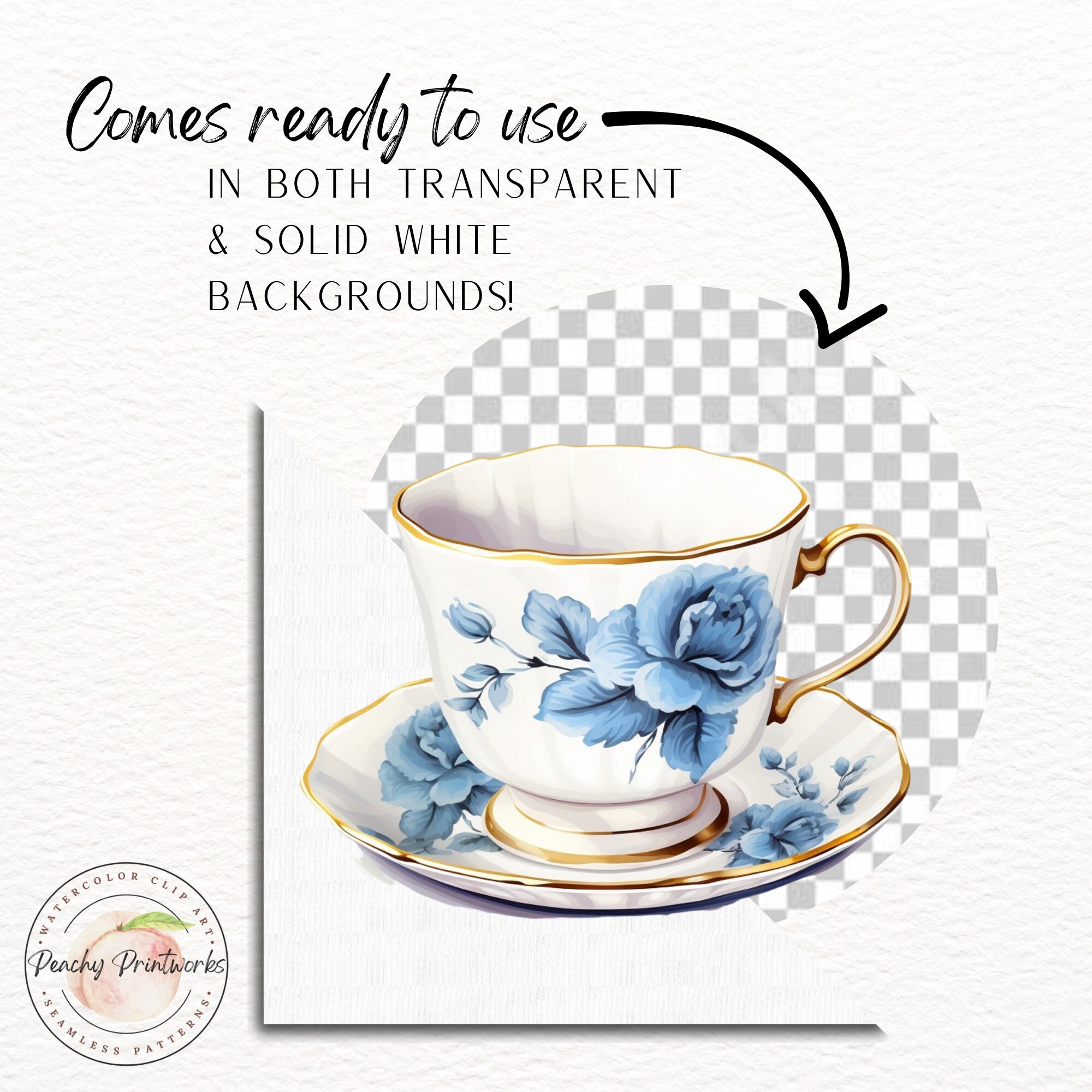 Tea Party Watercolor Clipart Bundle Floral PNG Graphic - Etsy