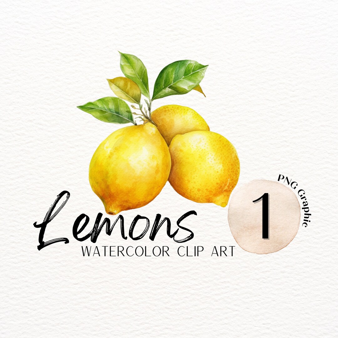Watercolor Lemon Clipart Fruit Sublimation PNG Junk Journal Art Summer ...