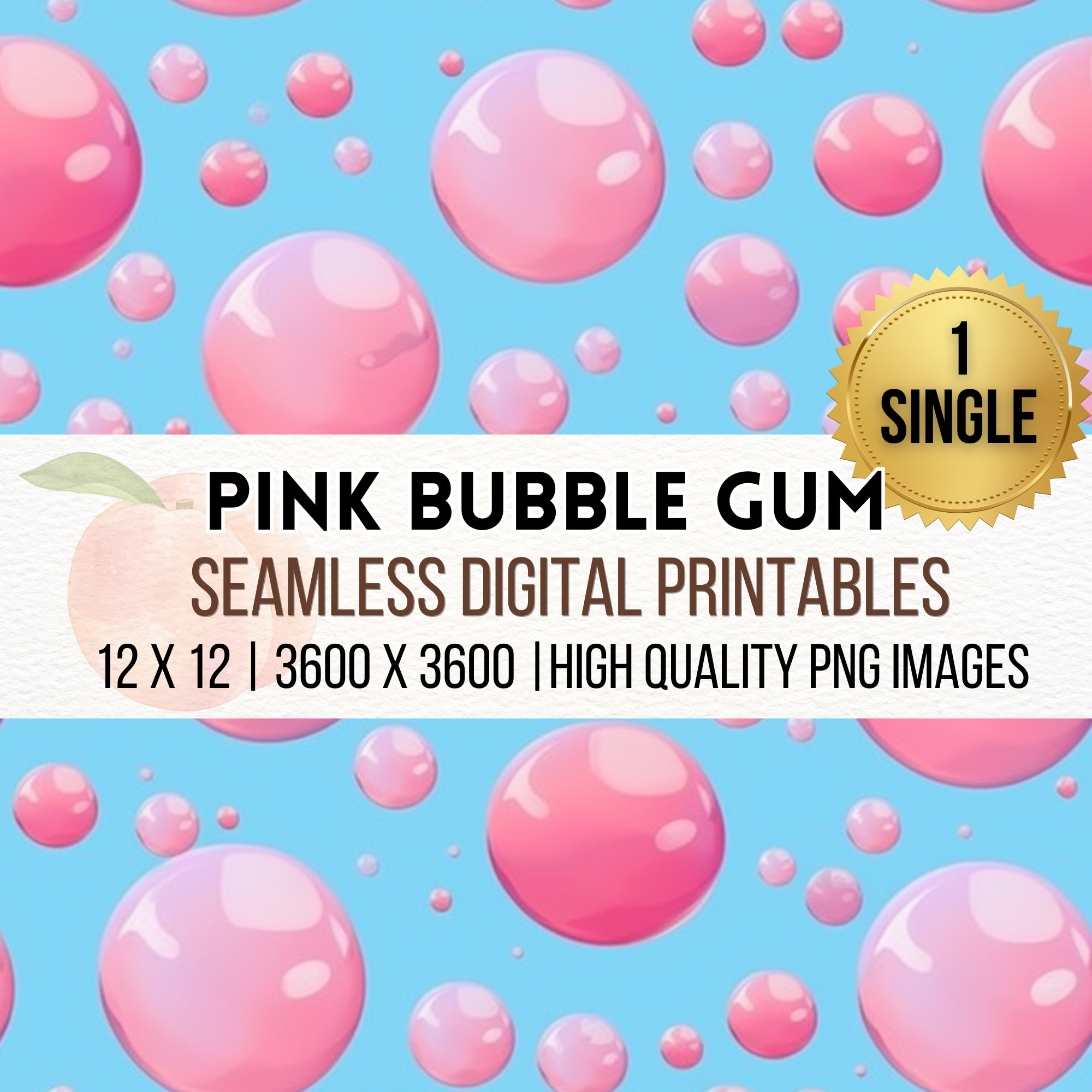 PINK BUBBLE GUM : Printable Pattern, Seamless Design, Background ...