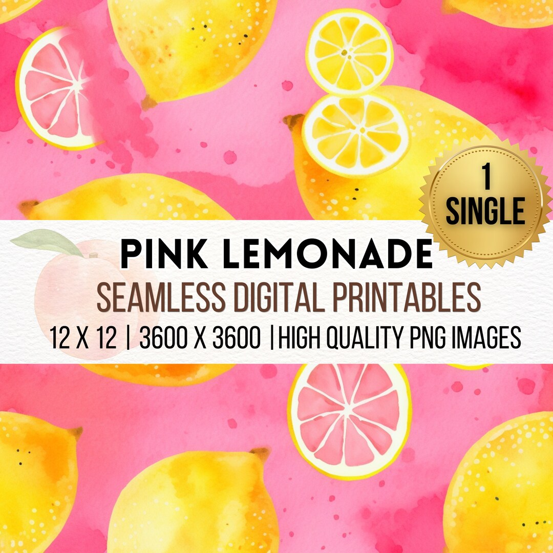 PINK LEMONADE : Printable Pattern, Seamless Design, Background, Digital ...