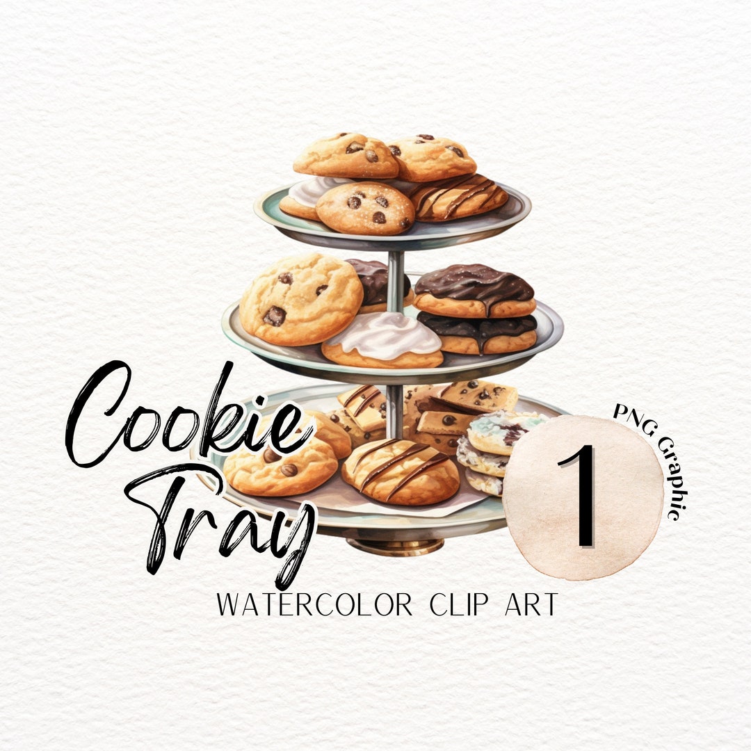 Cookie Tray Watercolor Clipart | Chocolate Chip Cookie Graphic ...