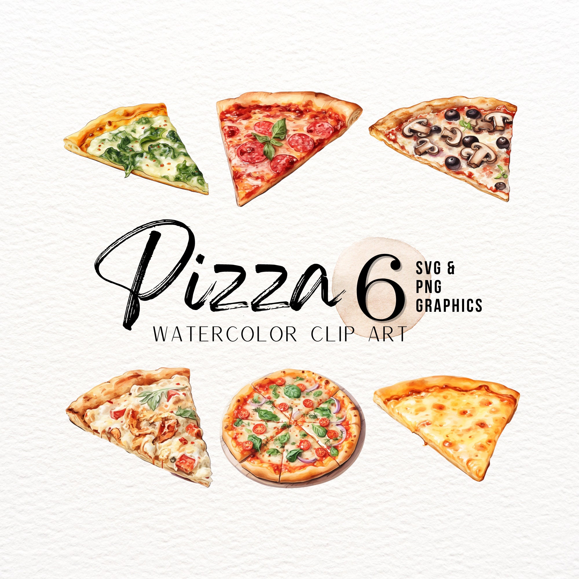 Pizza Clipart Bundle Watercolor Pepperoni Pizza SVG Cheese - Etsy