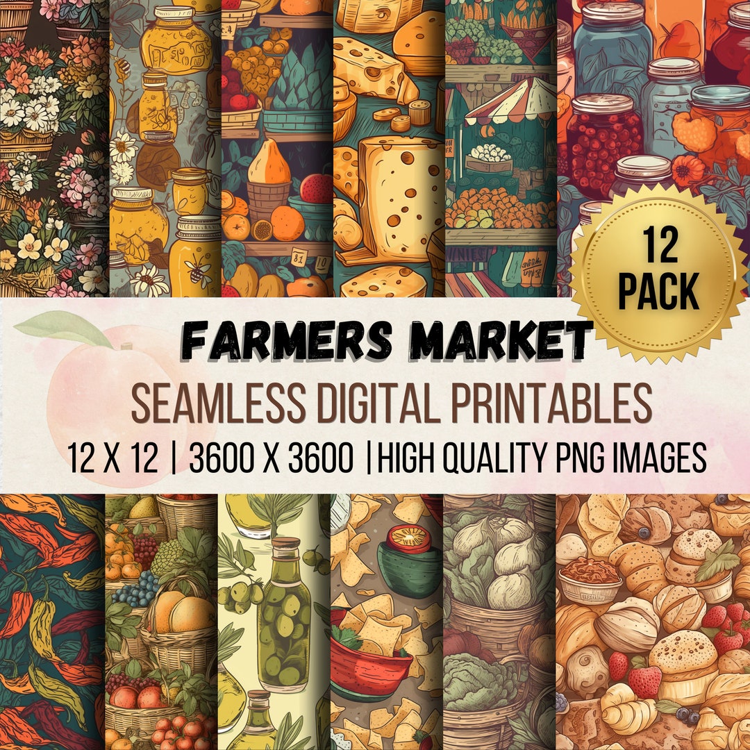 FARMERS MARKET : Printable Pattern Seamless Design - Etsy