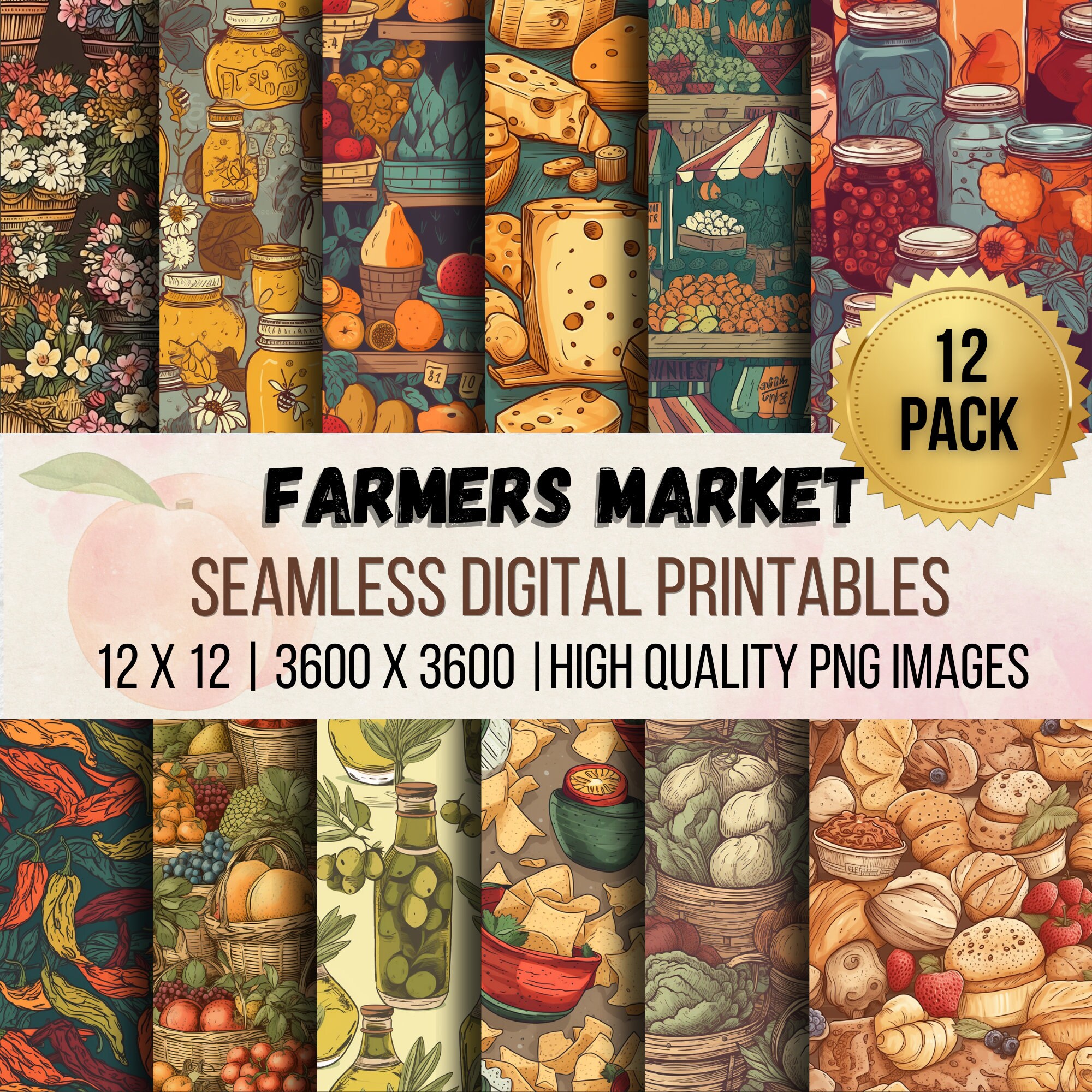 FARMERS MARKET : Printable Pattern Seamless Design - Etsy