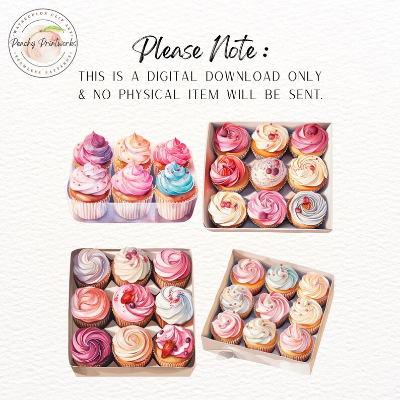 Cupcake Watercolor Clipart Bundle Cake SVG Dessert Clipart - Etsy