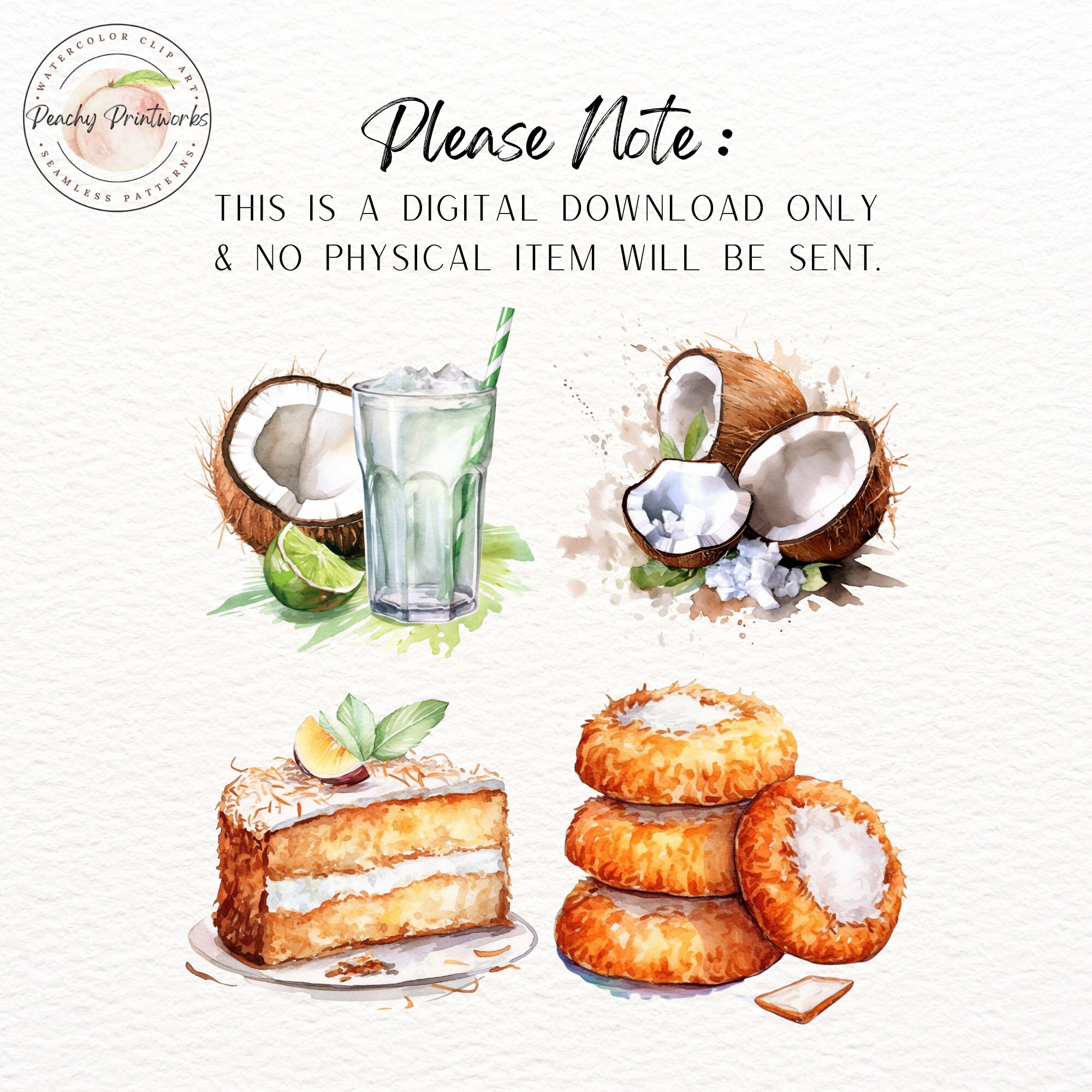 Coconut Clipart Bundle Watercolor Cookie SVG Fruit Clipart - Etsy
