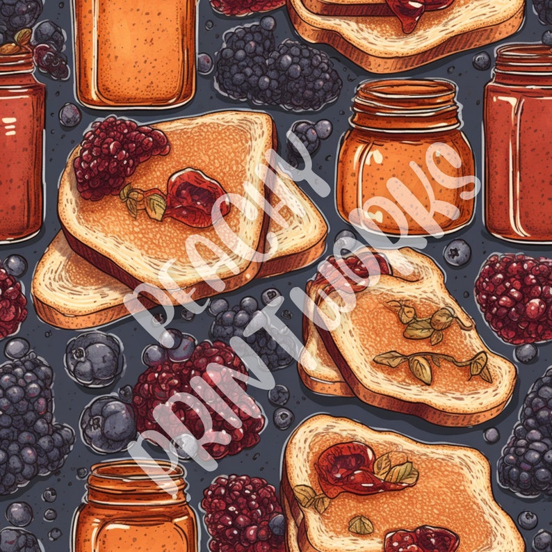 TOAST WITH JELLY : Printable Pattern Seamless Design - Etsy