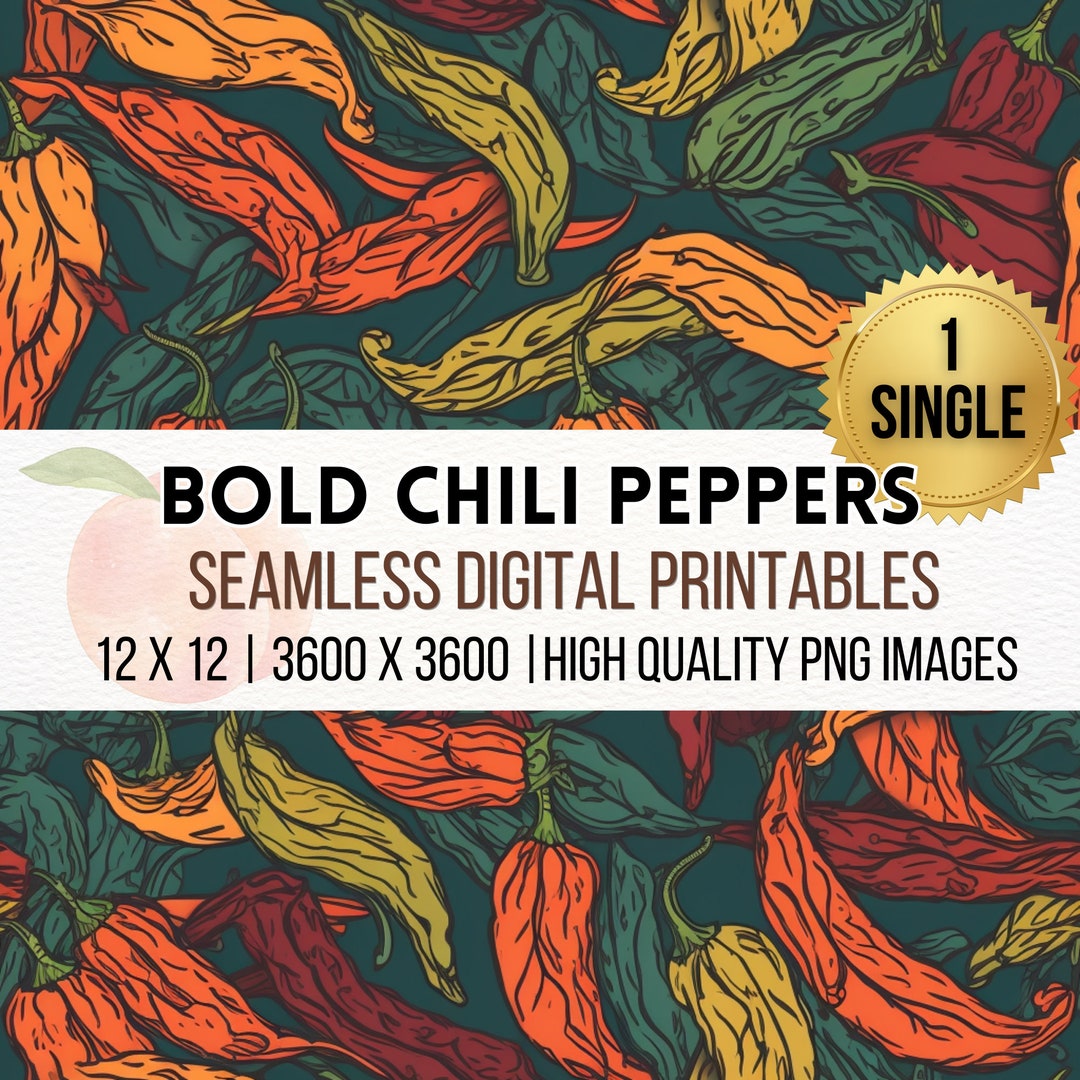 BOLD CHILI PEPPERS : Printable Pattern, Seamless Design, Background ...