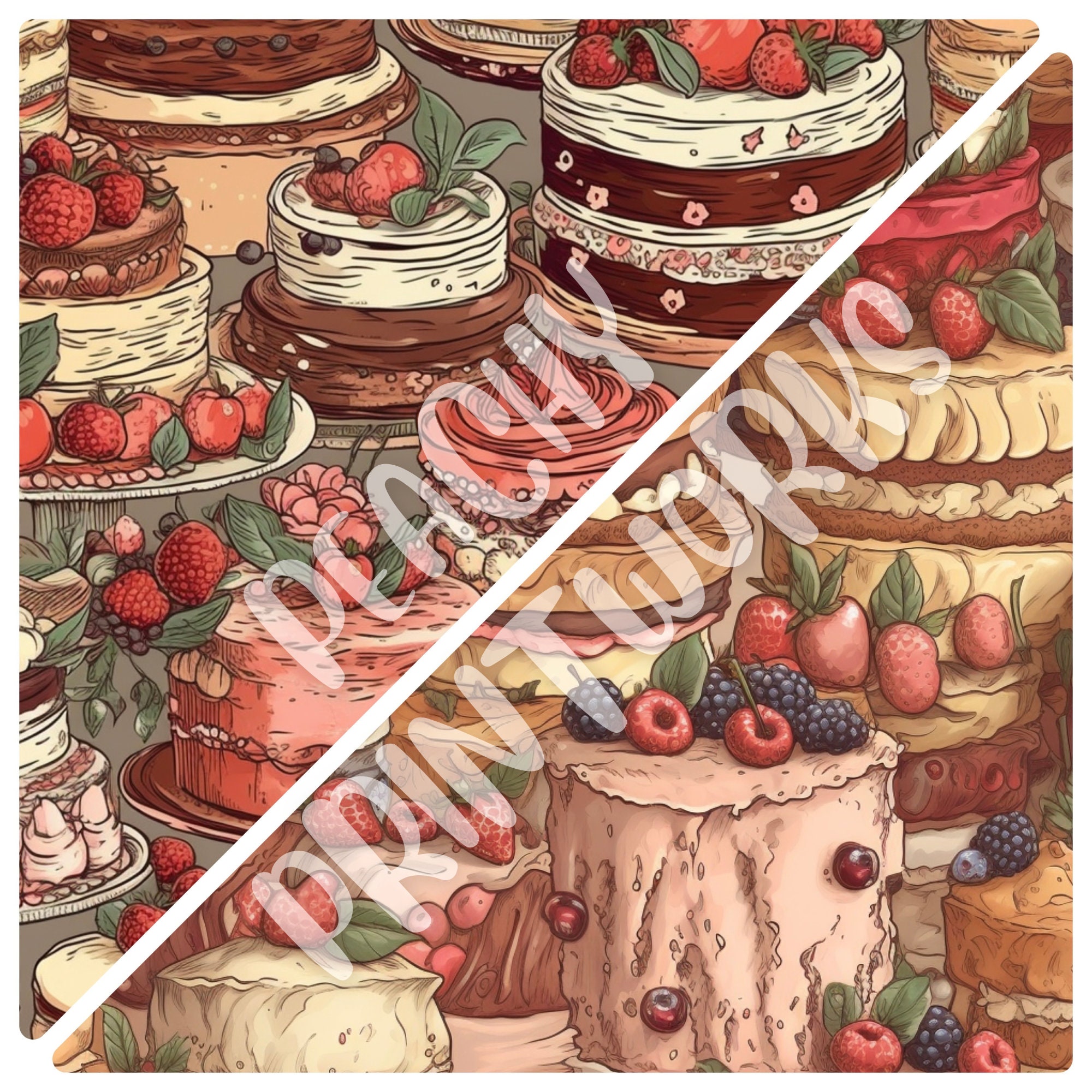 CAKES : Printable Pattern Seamless Design Background - Etsy