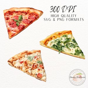 Pizza Clipart Bundle | Watercolor Pepperoni Pizza SVG | Cheese Pizza ...