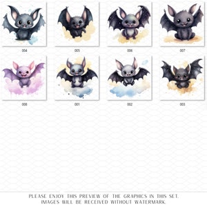 Bat Watercolor Clipart Bundle | Cute Bat PNG | Not Scary Halloween SVG ...
