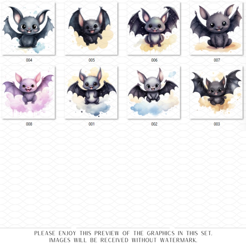 Bat Watercolor Clipart Bundle Cute Bat PNG Not Scary - Etsy