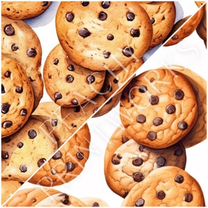 Chocolate Chip Cookies Printable Pattern, Seamless Design, Background ...