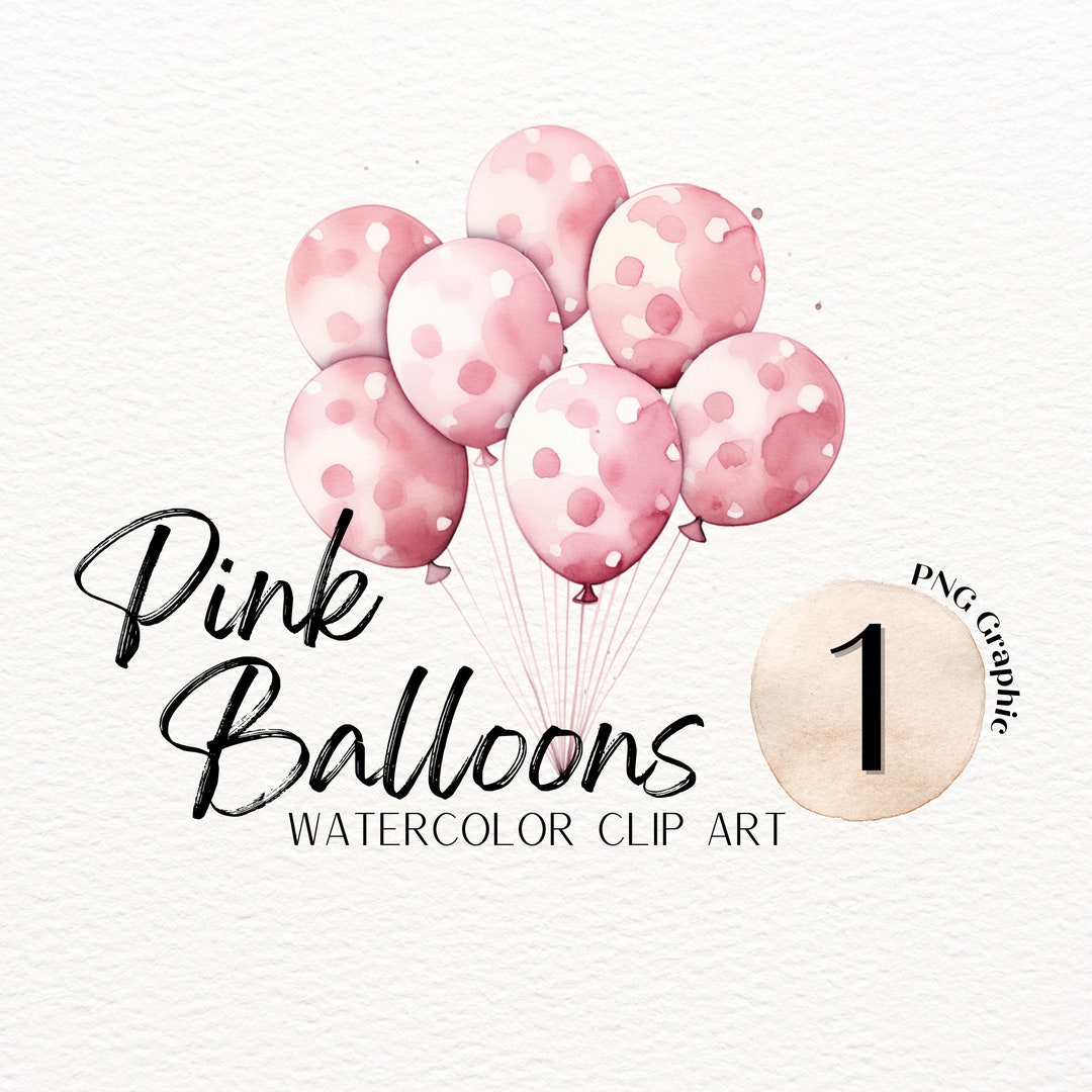 Balloon Clip Art | Watercolor Balloon PNG | Birthday Clipart | Pink ...