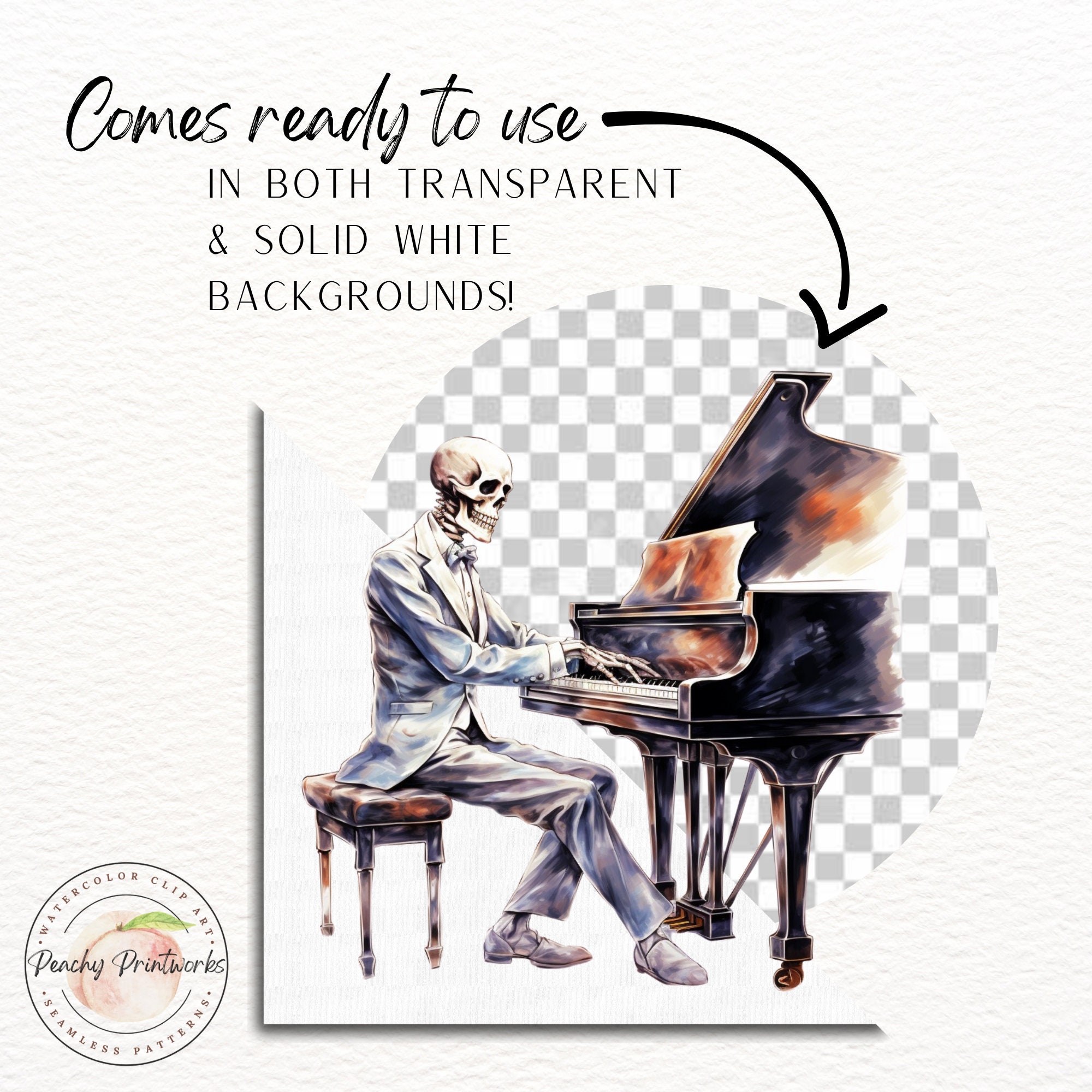 Jazz Skeletons Watercolor Clipart Bundle Halloween PNG - Etsy