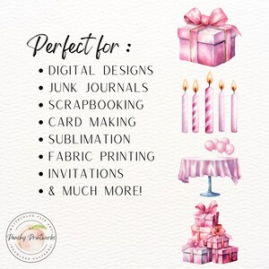 Pink Birthday Watercolor Clipart Bundle | Pink Cake PNG | Tiered Pink ...