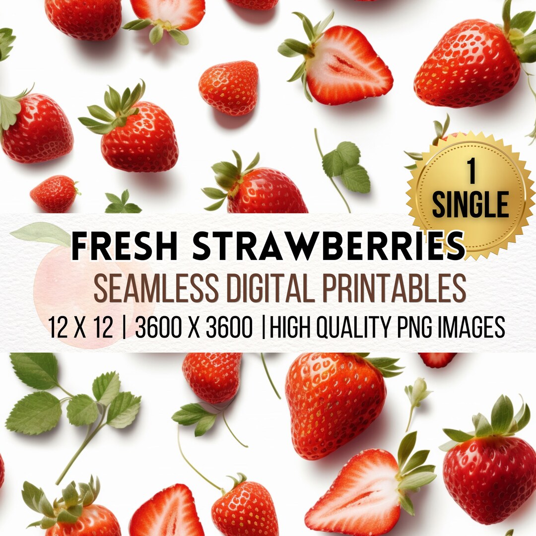FRESH STRAWBERRIES: Printable Pattern, Seamless Design, Background ...