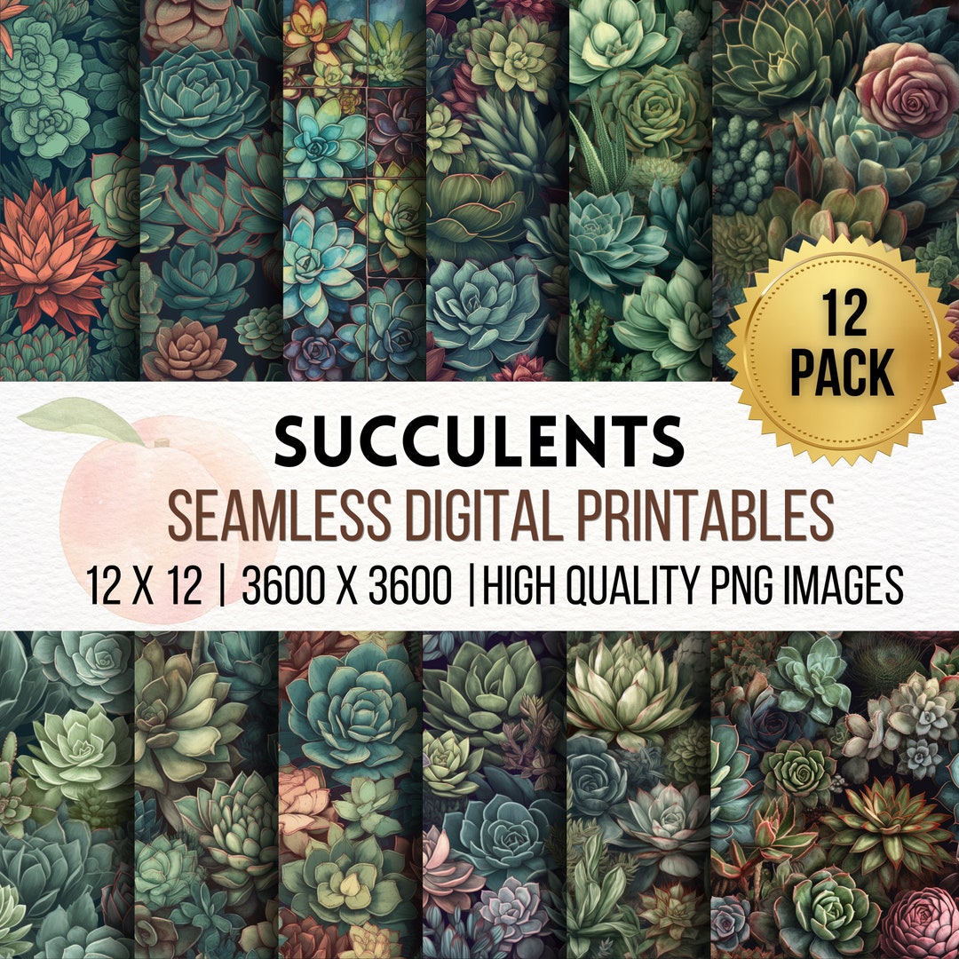 SUCCULENTS : Printable Pattern, Seamless Design, Background, Digital ...