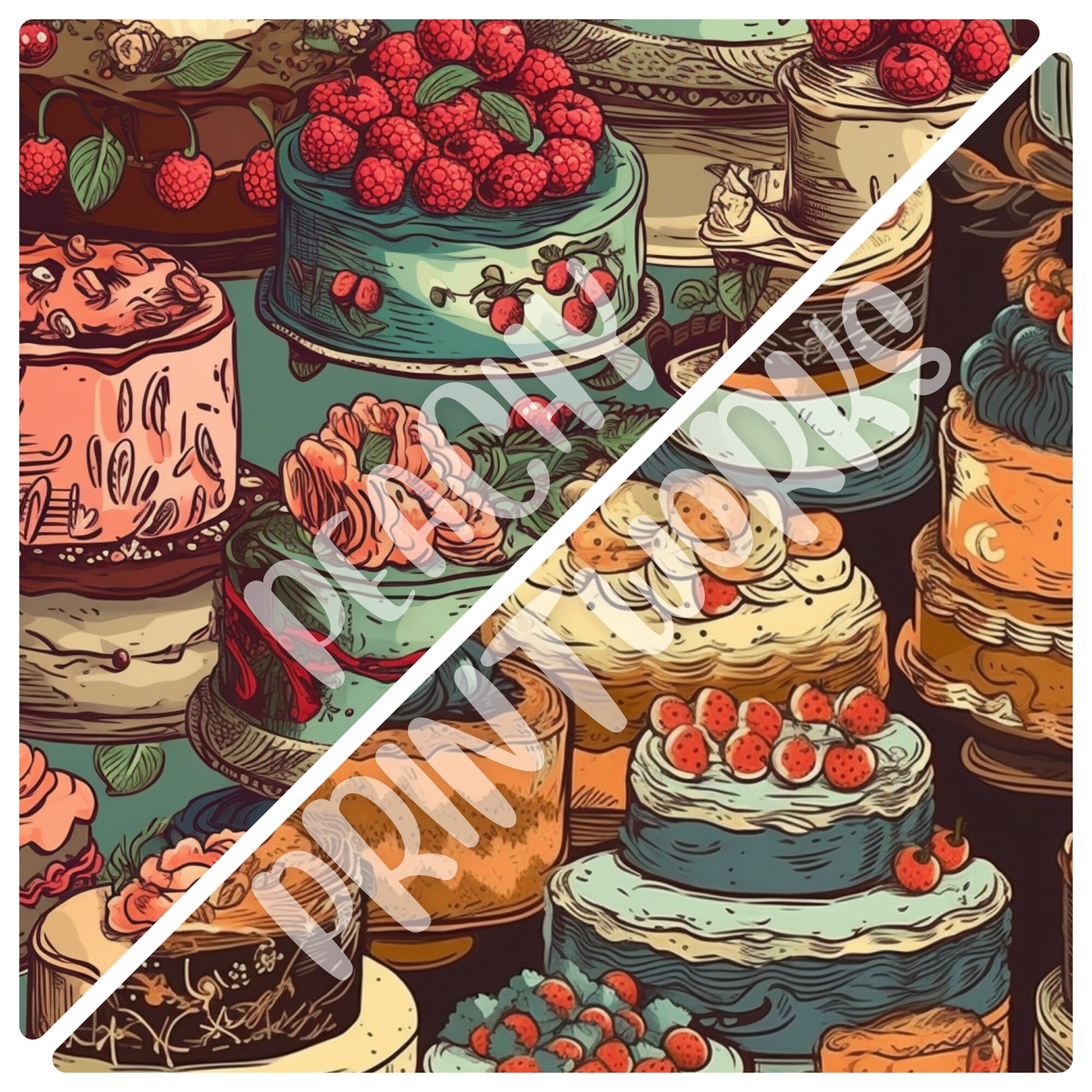 CAKES : Printable Pattern Seamless Design Background - Etsy