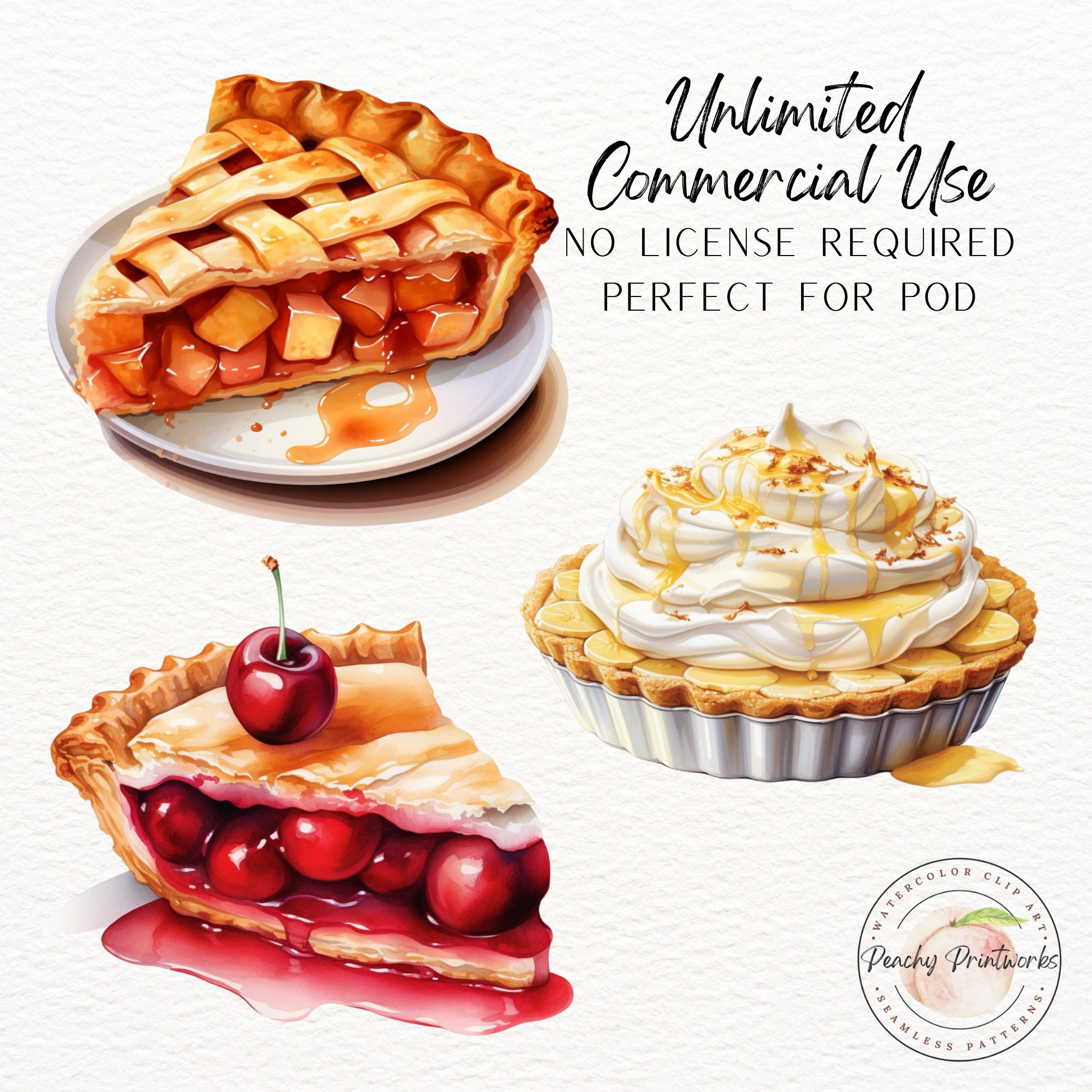 Watercolor Pie Slices Clipart Bundle | Pumpkin Pie Graphic | Dessert ...