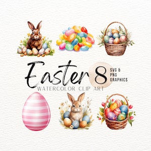 Easter Watercolor Clipart Bundle | Easter Bunny PNG | Easter Candy ...