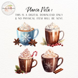 Hot Chocolate Watercolor Clipart | Christmas SVG | Cocoa PNG | Coffee ...